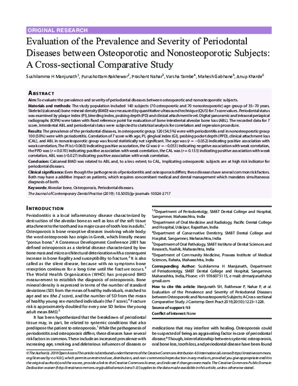 (PDF) Evaluation of the Prevalence and Severity of Periodontal Diseases ...