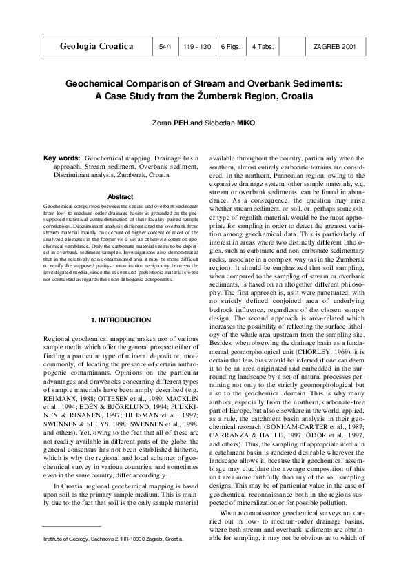 (PDF) Geochemical Comparison of Stream and Overbank Sediments: A Case ...