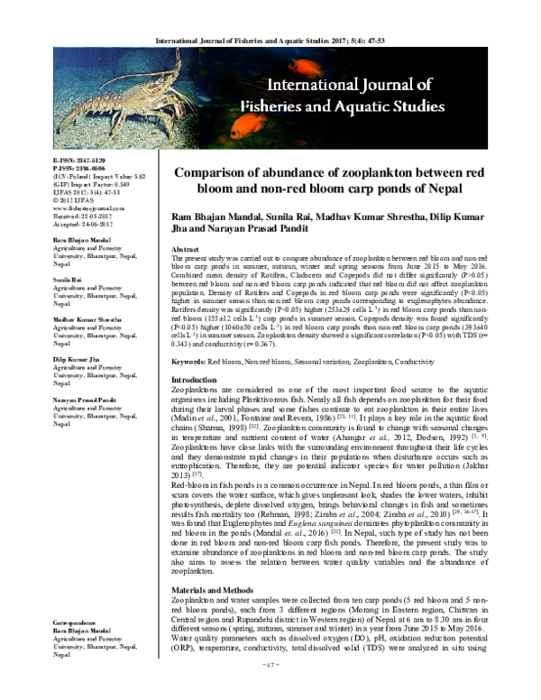 (PDF) International Journal of Fisheries and Aquatic Studies 2017; 5(4 ...