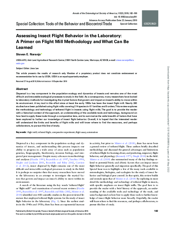 (PDF) Assessing Insect Flight Behavior in the Laboratory: A Primer on ...