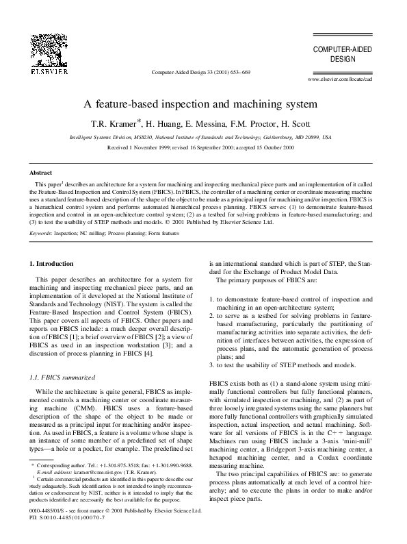 (PDF) A feature-based inspection and machining system