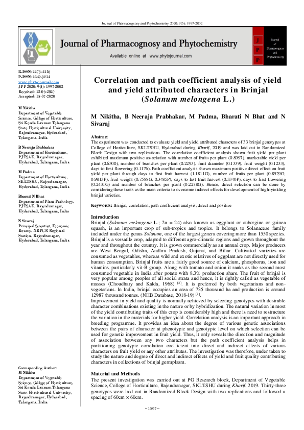 (PDF) Correlation and path coefficient analysis of yield and yield attributed characters in ...