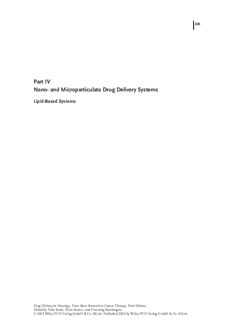 (PDF) Drug Delivery in Oncology. From Basic Research to Cancer Therapy ...