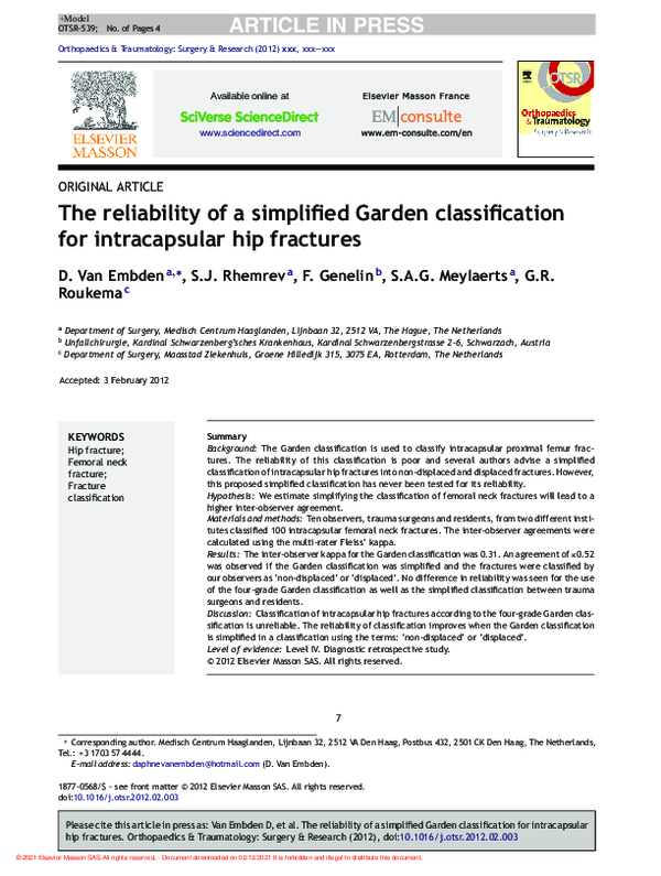 (PDF) The reliability of a simplified Garden classification for ...