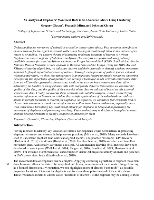 (PDF) An Analysis of Elephants' Movement Data in Sub-Saharan Africa ...