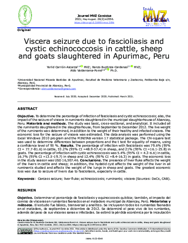 (PDF) Viscera seizure due to fascioliasis and cystic echinococcosis in ...