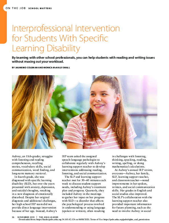 (PDF) Interprofessional Intervention for Students With Specific ...