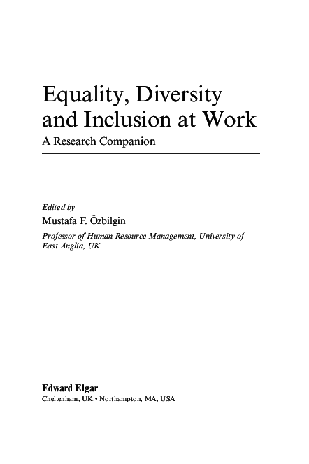 (PDF) Equality, Diversity and Inclusion at Work