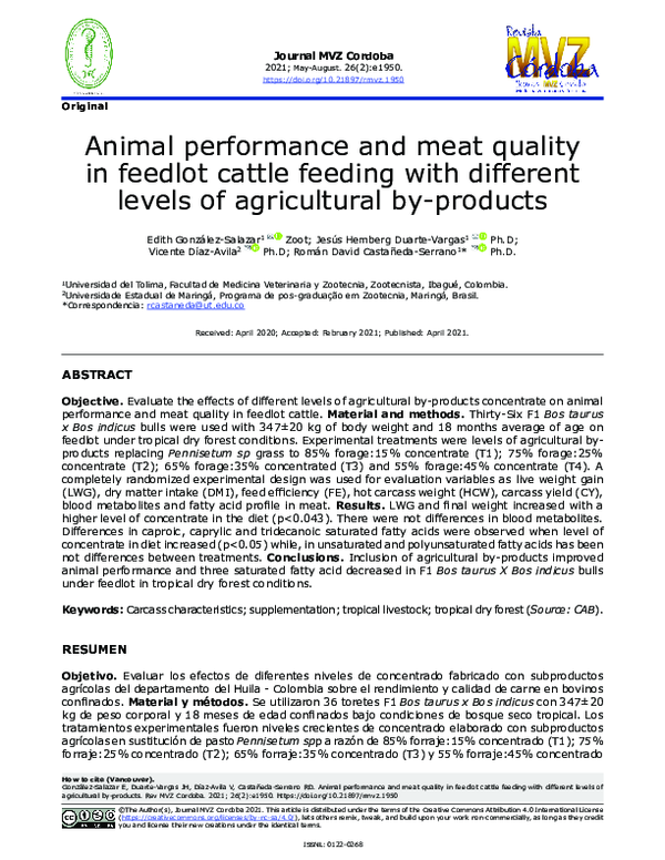 (PDF) Animal performance and meat quality in feedlot cattle feeding ...