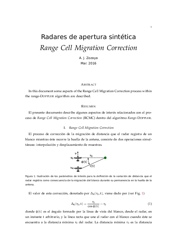 (PDF) Radares de apertura sintética Range Cell Migration Correction