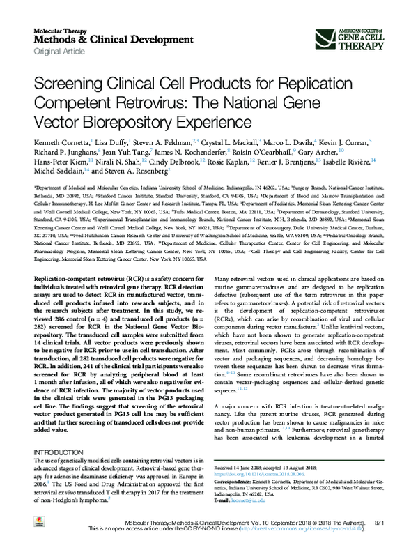 (PDF) Screening Clinical Cell Products for Replication Competent ...