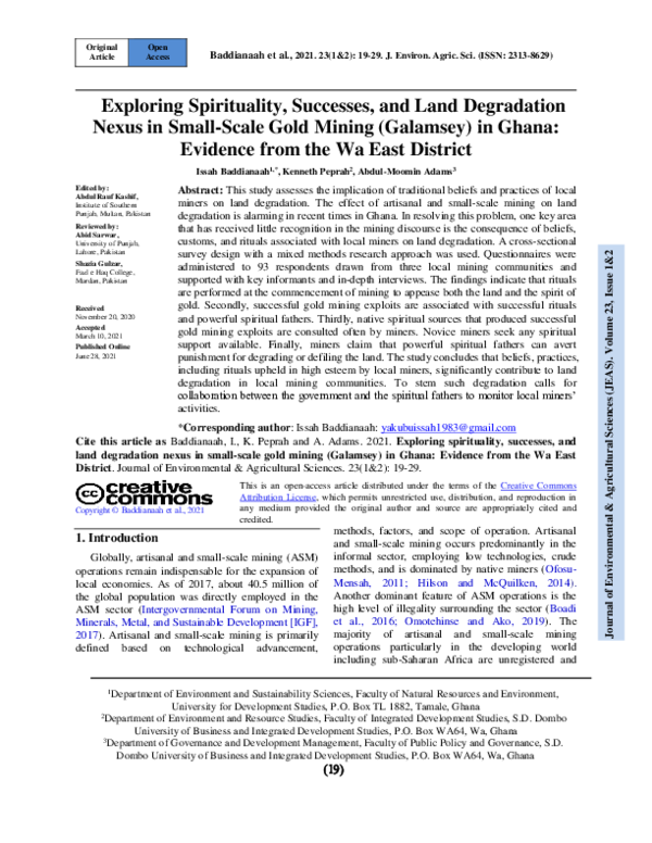 (PDF) Exploring Spirituality, Successes, and Land Degradation Nexus in Small-Scale Gold Mining ...