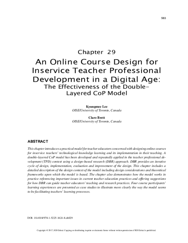 (PDF) An Online Course Design for Inservice Teacher Professional ...