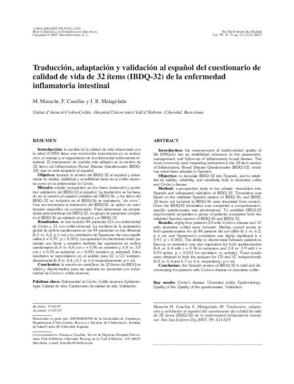 (PDF) Traducción, adaptación y validación al español del cuestionario ...