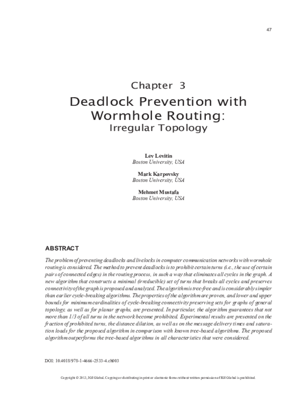 (PDF) Deadlock Prevention with Wormhole Routing