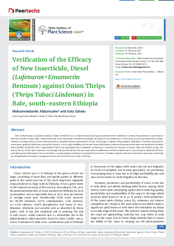 (PDF) Verification of the Efficacy of New Insecticide, Diesel (Lufenuron+Emamectin Benzoate ...