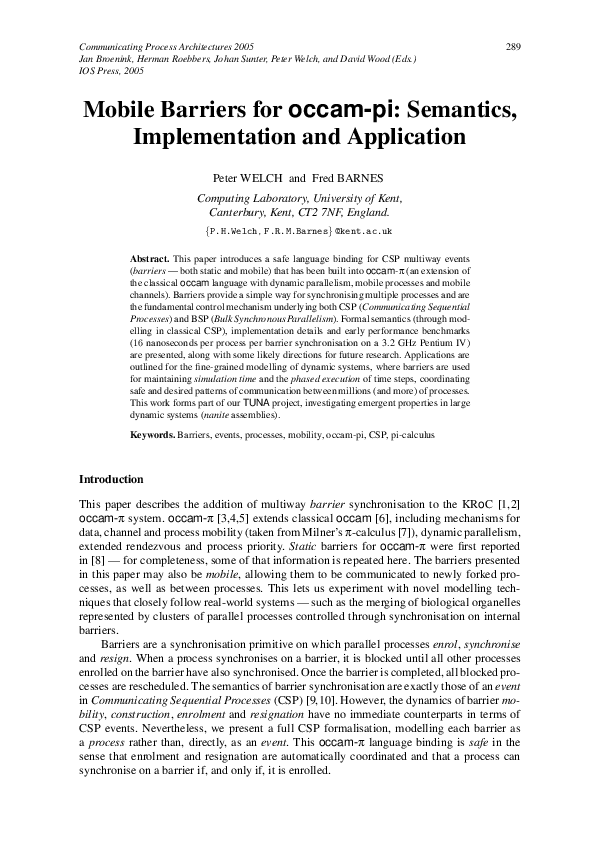 (PDF) Communicating Process Architectures 2005