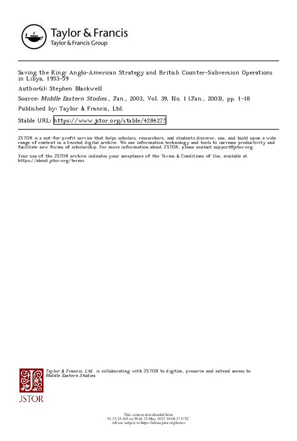 Saving the king: Anglo-American strategy and British counter-subversion ...