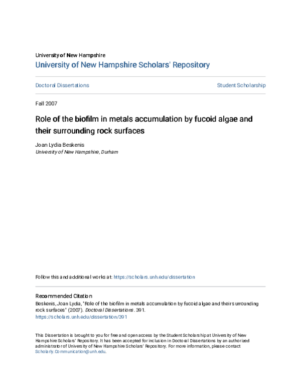 (PDF) Role of the biofilm in metals accumulation by fucoid algae and ...