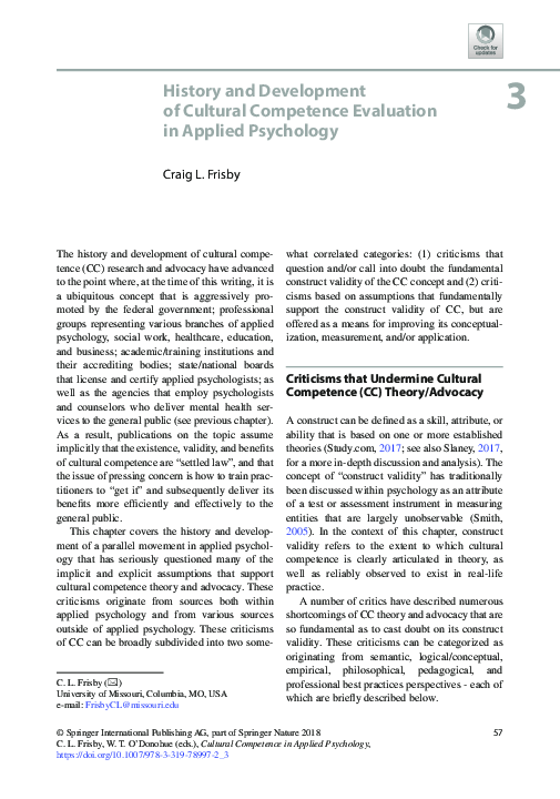 (PDF) History and Development of Cultural Competence Evaluation in ...