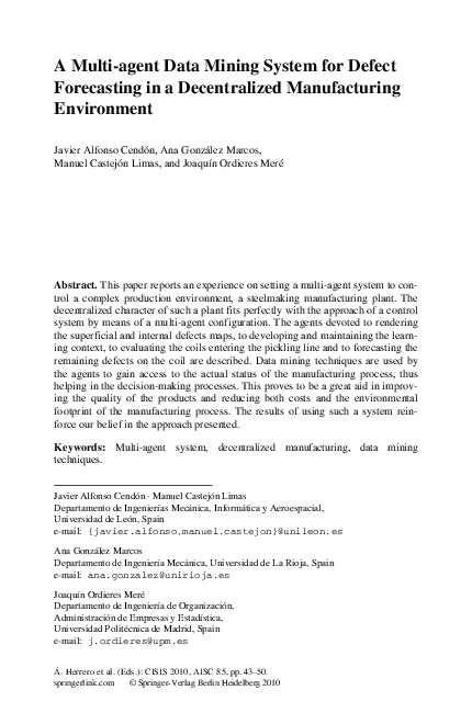 (PDF) A Multi-agent Data Mining System for Defect Forecasting in a Decentralized Manufacturing ...