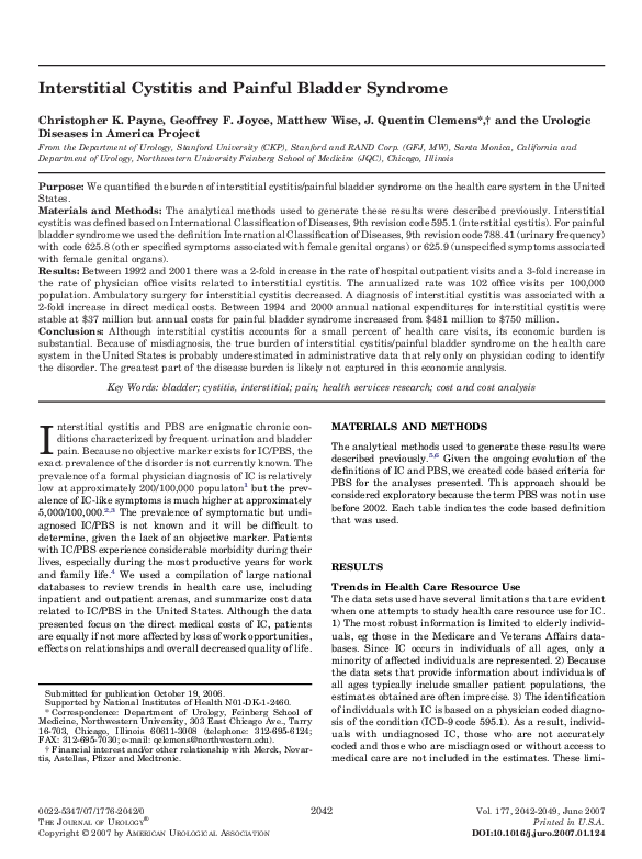 (PDF) Interstitial Cystitis and Painful Bladder Syndrome