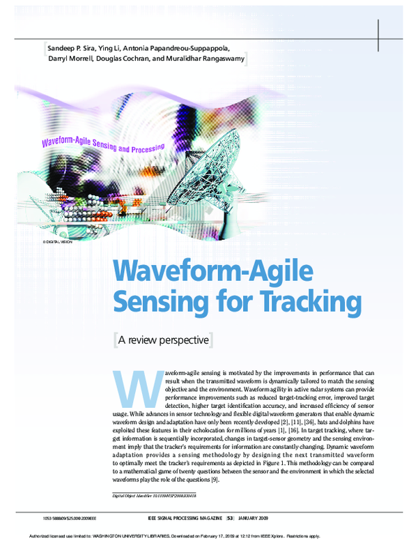 Pdf Waveform Agile Sensing For Tracking Antonia Papandreou Suppappola