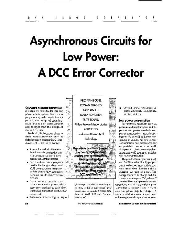 (PDF) Asynchronous circuits for low power: a DCC error corrector