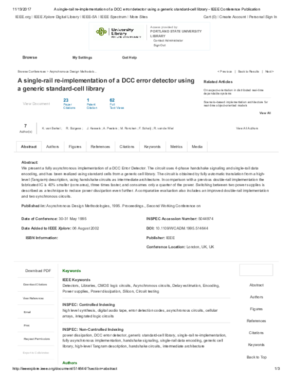 (PDF) A single-rail re-implementation of a DCC error detector using a ...