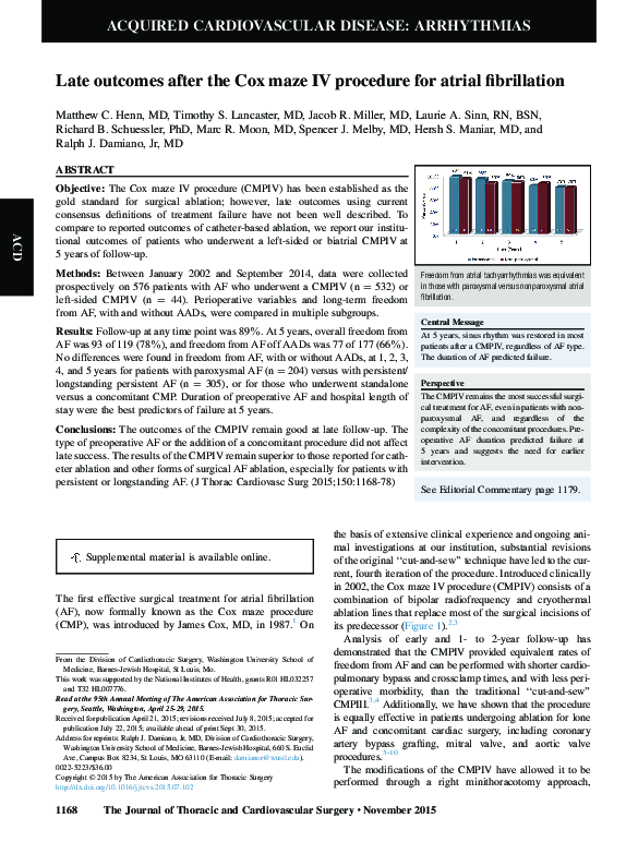 (PDF) Late outcomes after the Cox maze IV procedure for atrial fibrillation