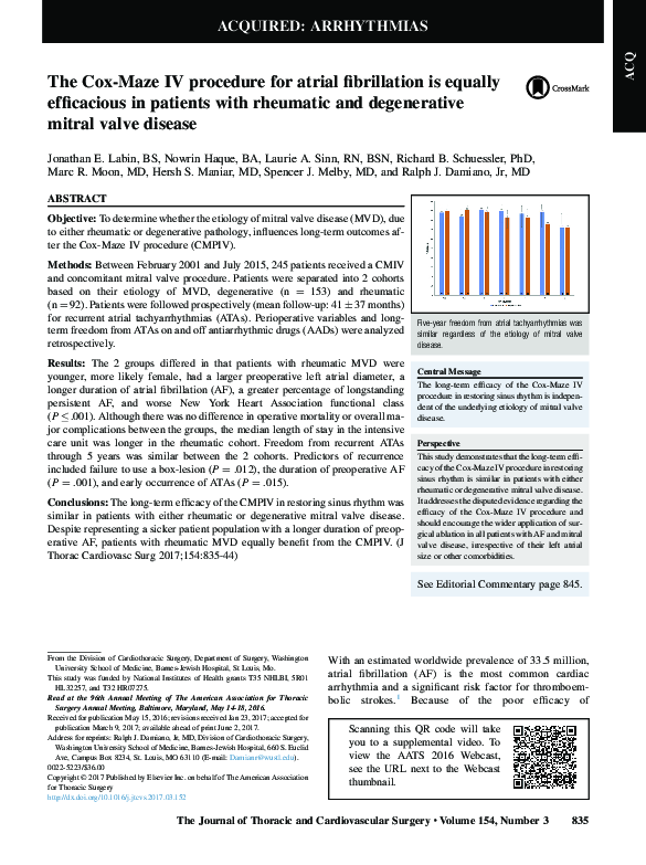 (PDF) The Cox-Maze IV procedure for atrial fibrillation is equally efficacious in patients with ...