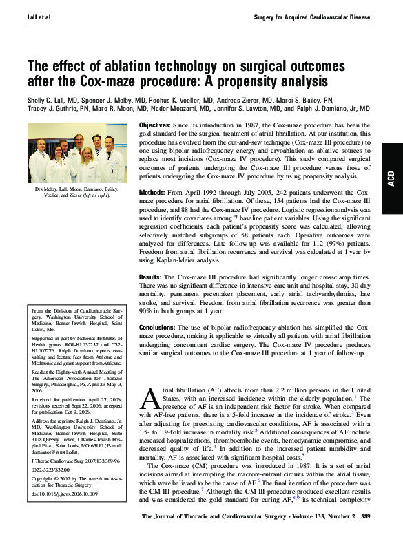 (PDF) The effect of ablation technology on surgical outcomes after the Cox-maze procedure: A ...