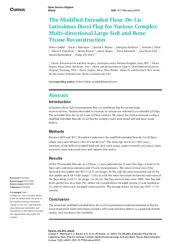 (PDF) The Modified Extended Fleur-De-Lis Latissimus Dorsi Flap for ...