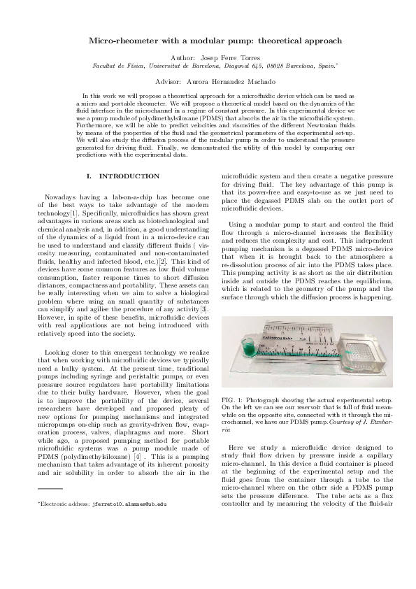 (PDF) Micro-rheometer with a modular pump: theoretical approach