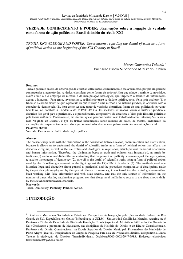 (PDF) Verdade, Conhecimento e Poder