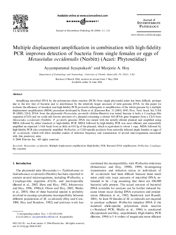 (PDF) Multiple displacement amplification in combination with high ...