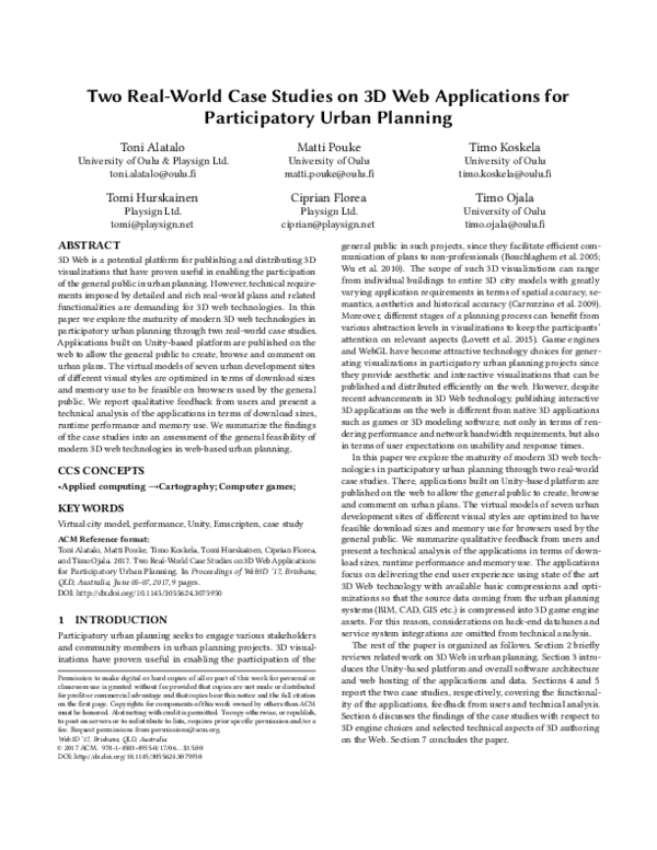 (PDF) Two real-world case studies on 3D web applications for ...