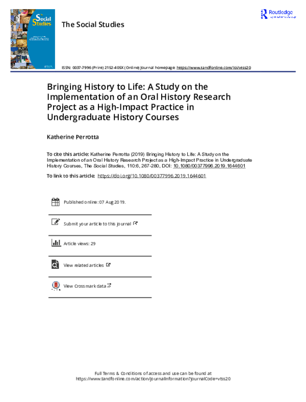 (PDF) Bringing History to Life: A Study on the Implementation of an ...