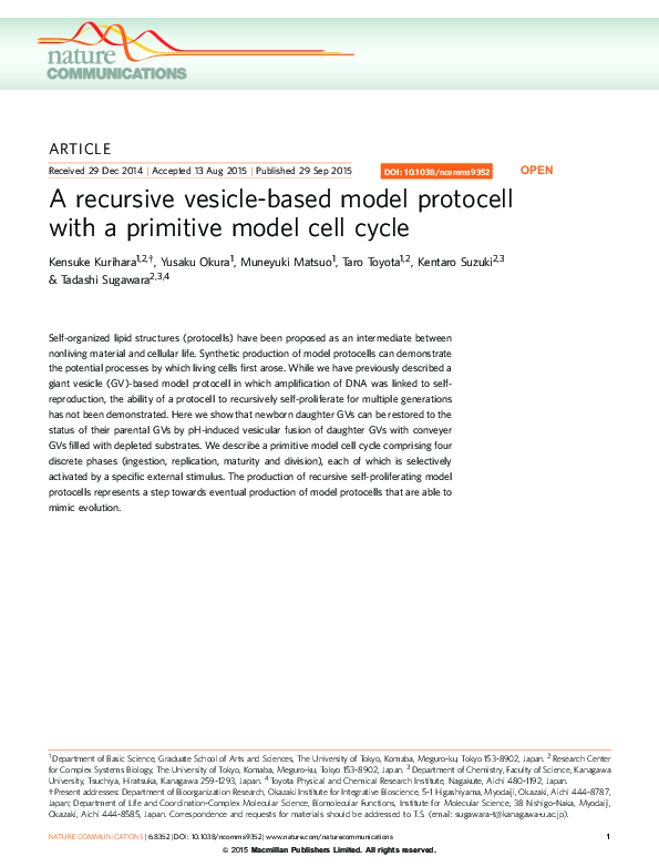 (PDF) A recursive vesicle-based model protocell with a primitive model ...