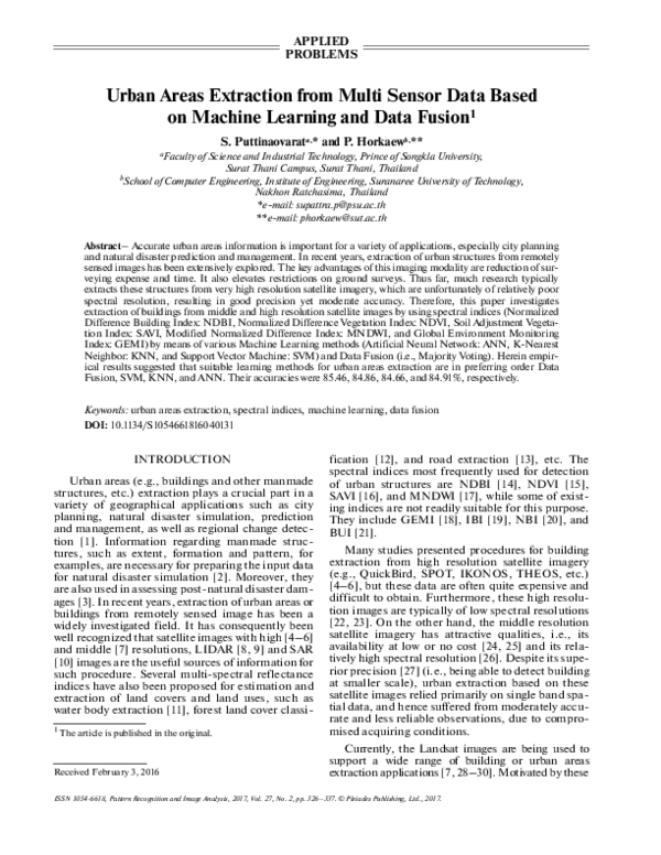 (PDF) Urban areas extraction from multi sensor data based on machine ...