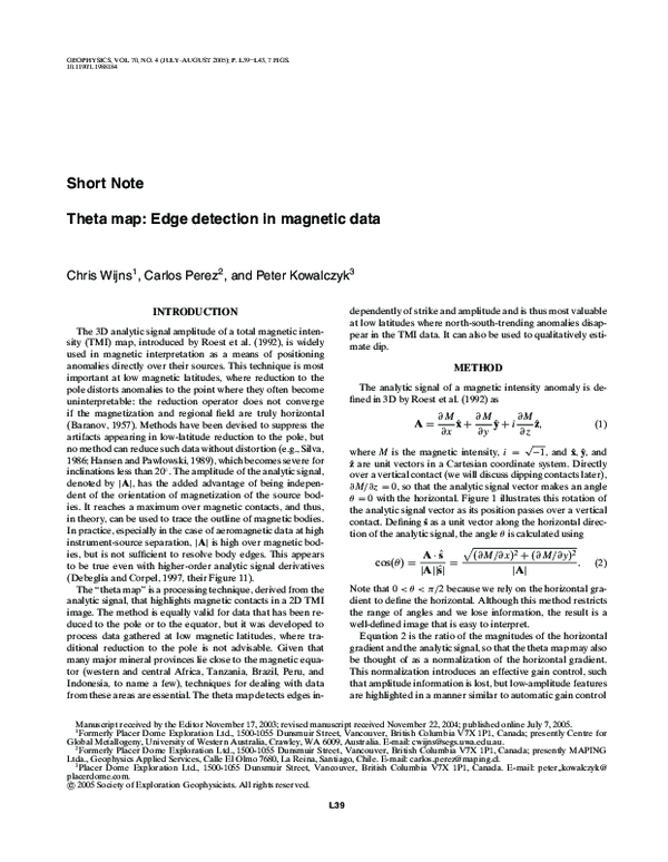 Pdf Theta Map Edge Detection In Magnetic Data