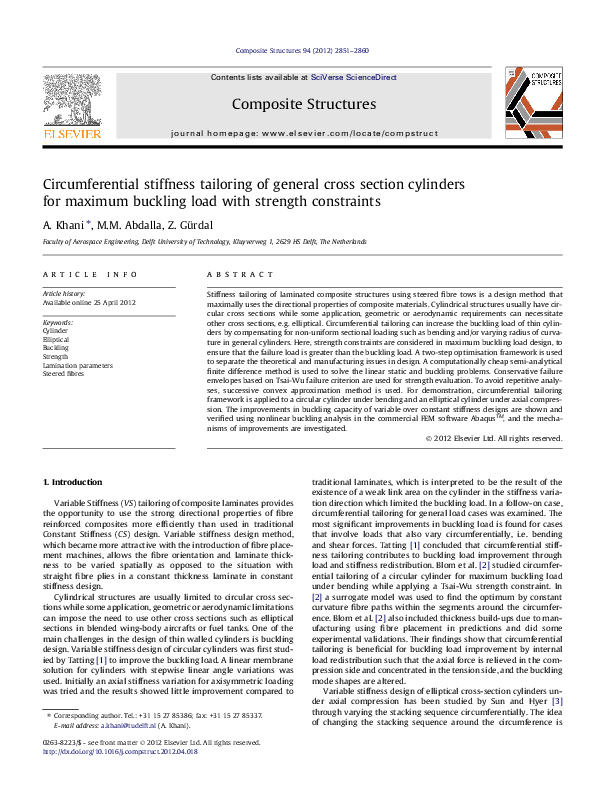 (PDF) Circumferential stiffness tailoring of general cross section ...
