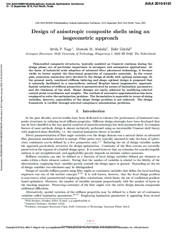 (PDF) Design of anisotropic composite shells using an isogeometric approach
