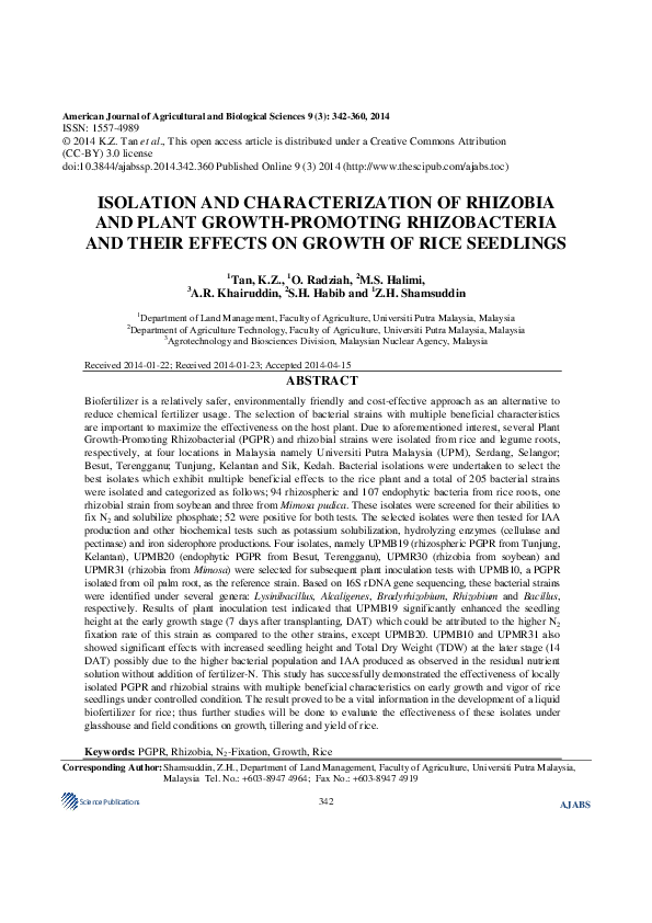 (PDF) Isolation and Characterization of Rhizobia and Plant Growth ...