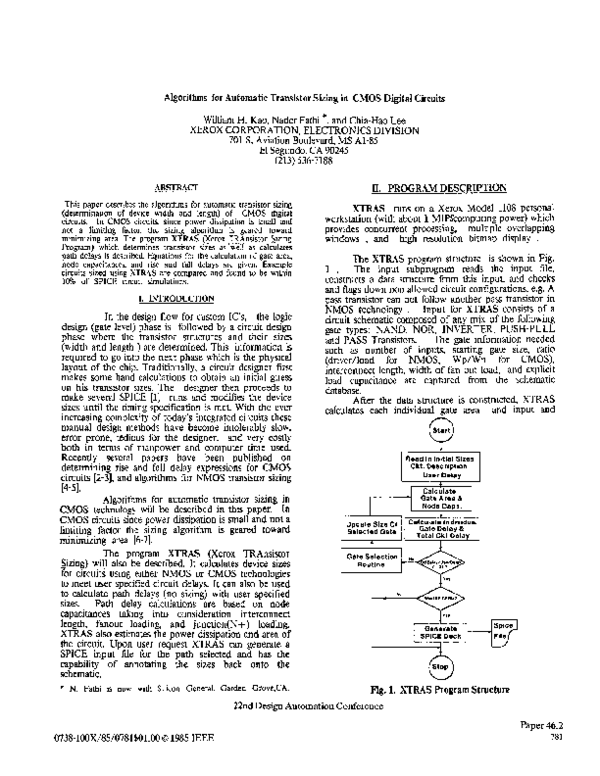 (PDF) Algorithms for automatic transistor sizing in CMOS digital circuits