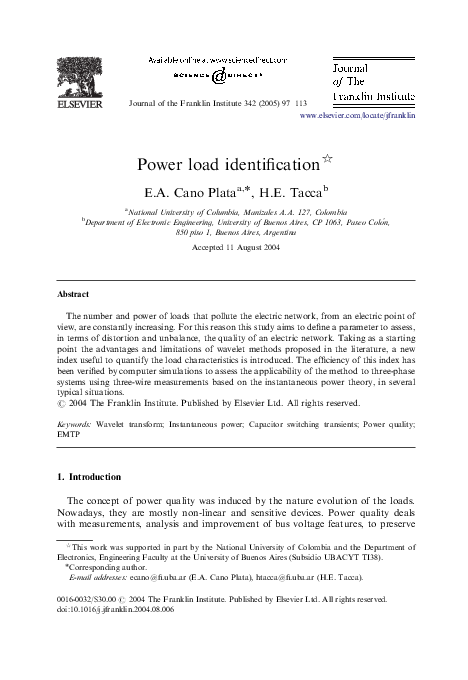 (PDF) Power load identification
