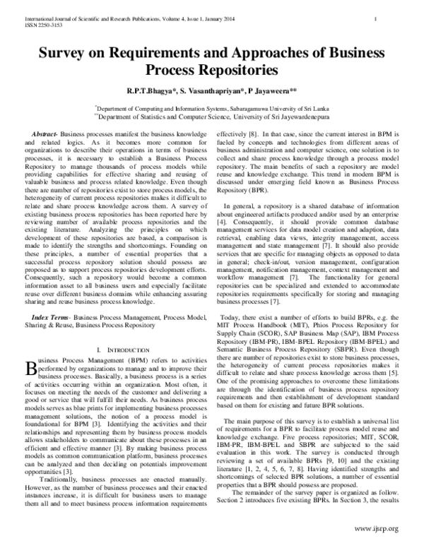 (PDF) Survey on Requirements and Approaches of Business Process ...