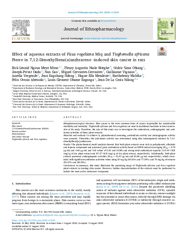 (PDF) Effect of aqueous extracts of Ficus vogeliana Miq and Tieghemella ...