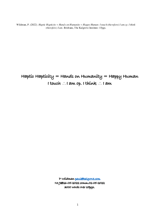 (PDF) Haptic Human Hapticity @ | Paul H Wildman - Academia.edu