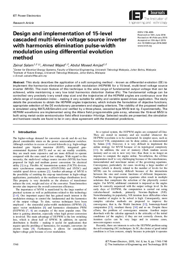 (PDF) Design and implementation of 15-level cascaded multi-level voltage source inverter with ...